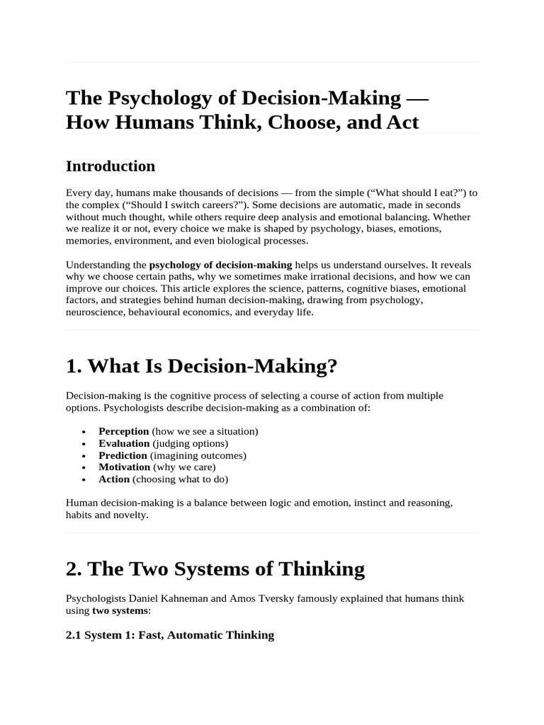 Understanding Decision-Making Psychology | PDF | Decision Making | Emotions