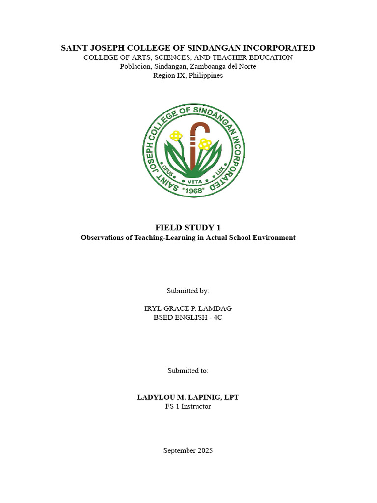 Cover Page for Fs 1 and Fs 2 | PDF