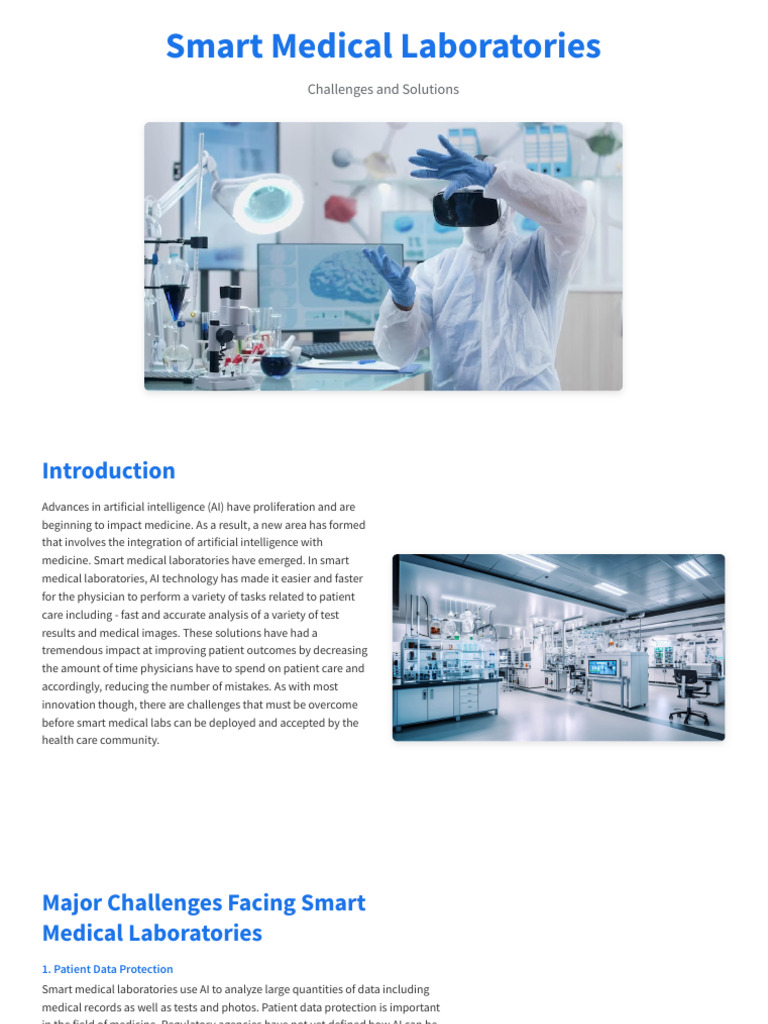 Smart Medical Labs: Challenges & Solutions | PDF | Medical Laboratory ...