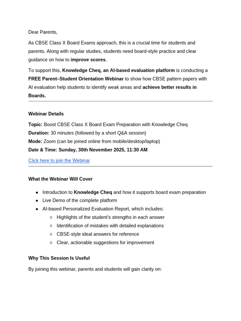 Knowledge Cheq - Webinar Invitation | PDF