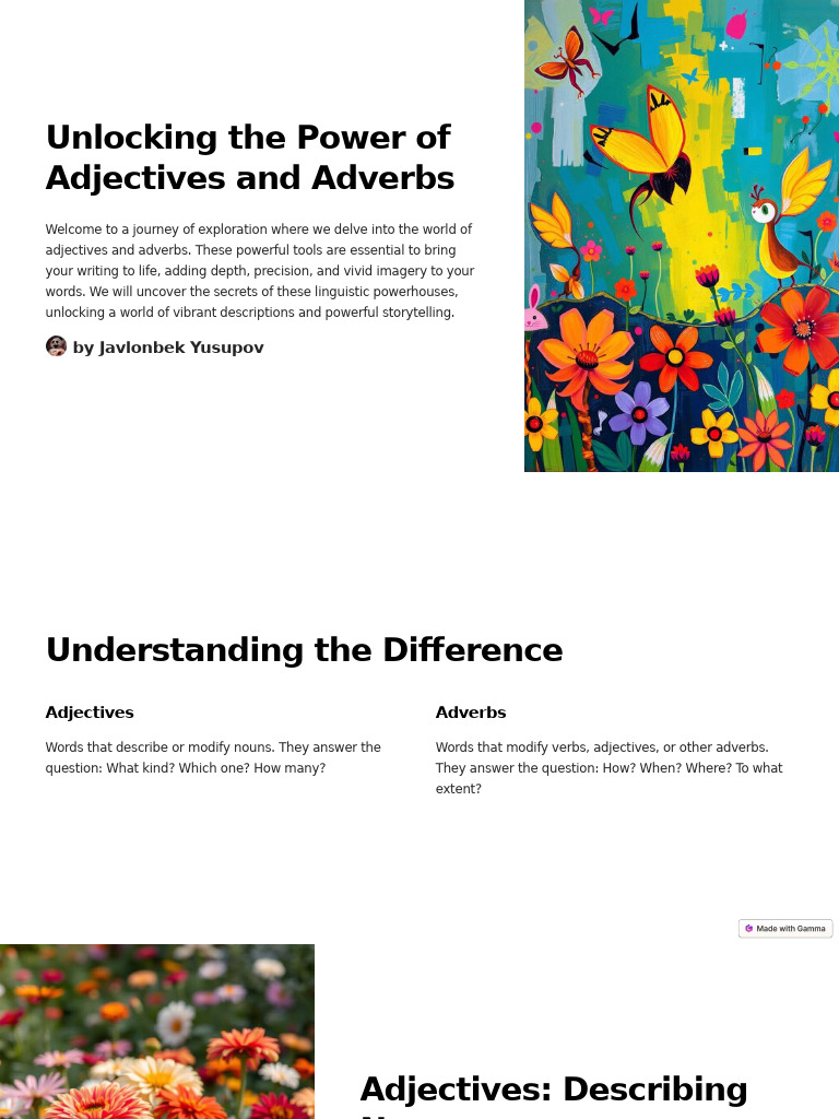 Unlocking the Power of Adjectives and Adverbs 2 | PDF | Adjective | Adverb