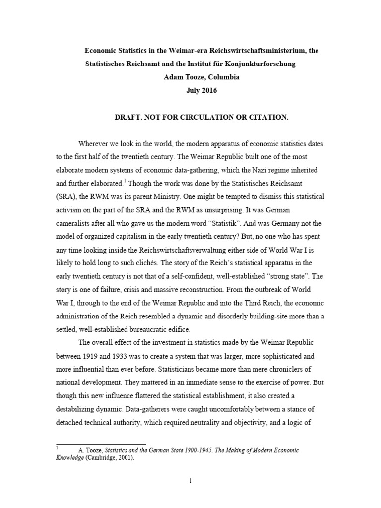 Tooze Statistics Weimar Republic | PDF | Cost Of Living | World War I ...