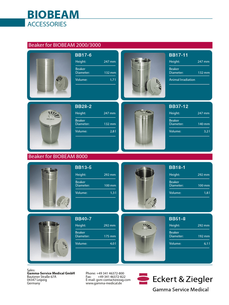 BIOBEAM Accessories Specifications Guide | PDF