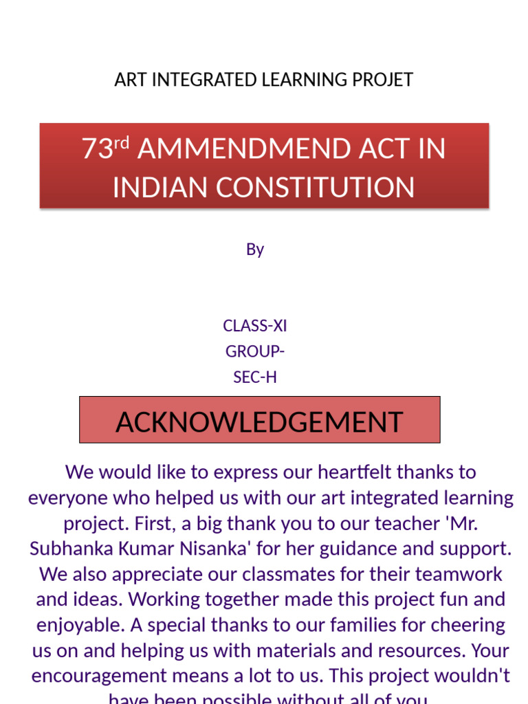 73rd Ammendmend Act in Indian Constituti | PDF | Government Of India
