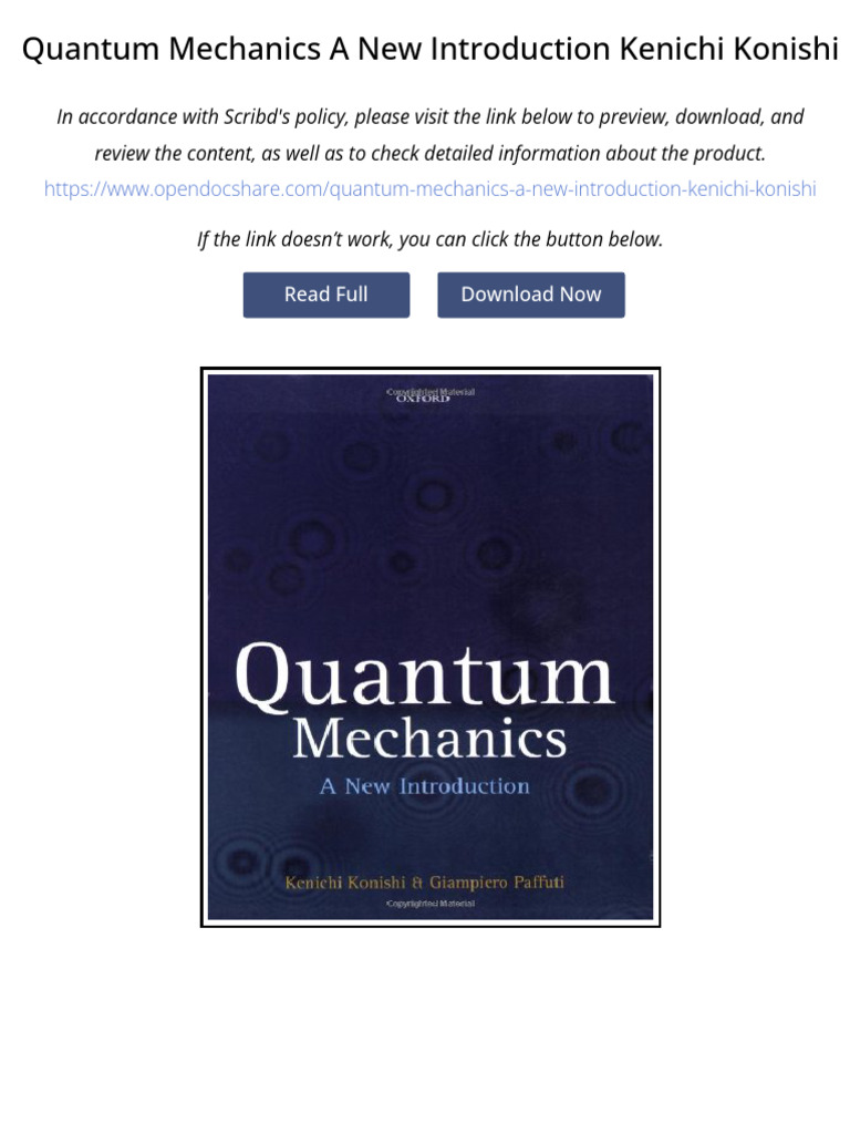 Quantum Mechanics A New Introduction Kenichi Konishi | PDF | Spin (Physics) | Quantum Mechanics