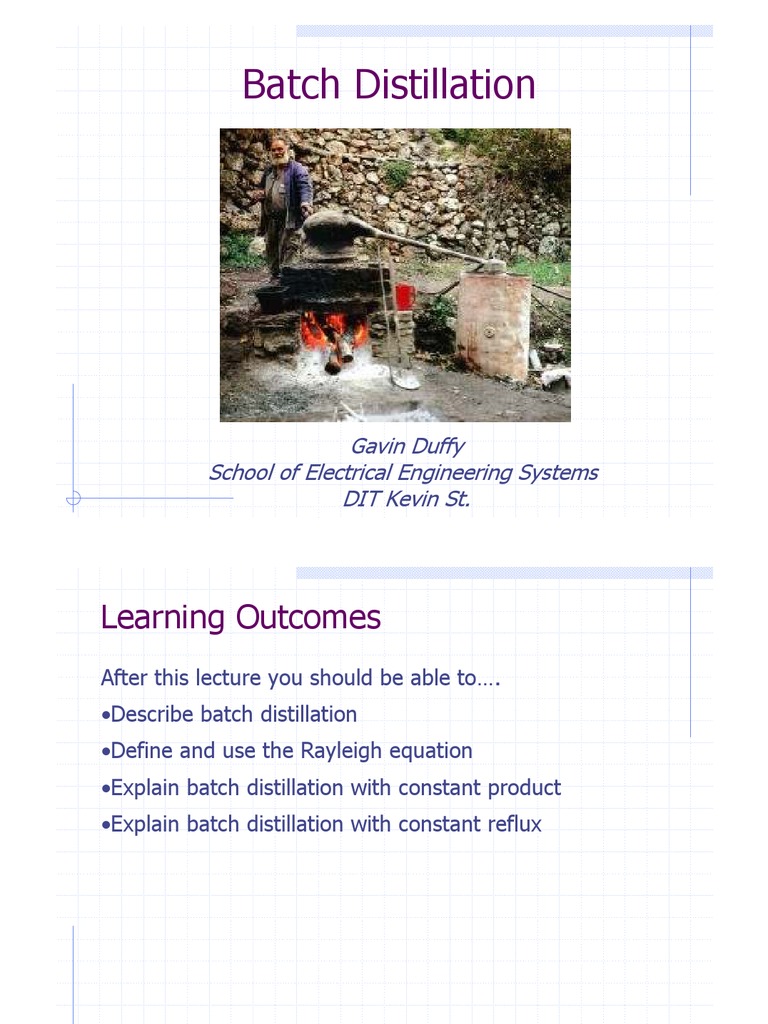 Batch Distillation: Gavin Duffy School of Electrical Engineering ...