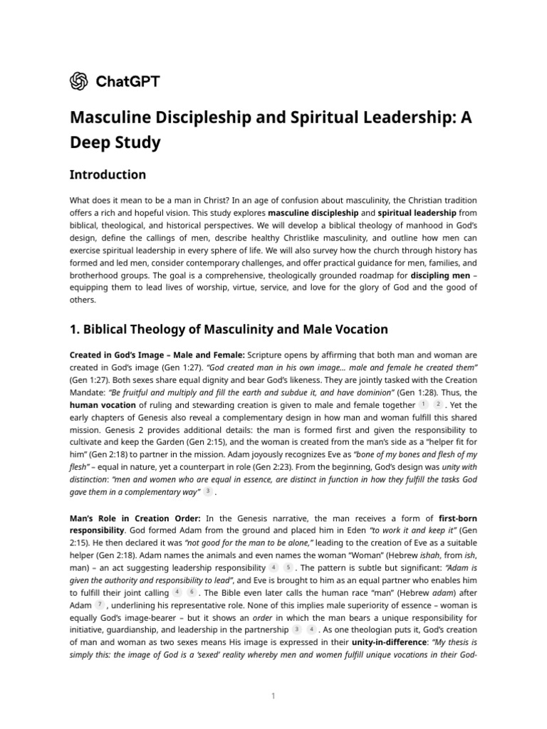 Masculine Discipleship and Spiritual Leadership_ a Deep Study | PDF ...