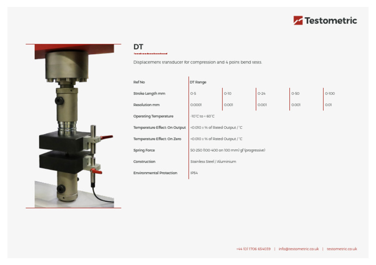 DT Displacement Transducer v2.01 | PDF