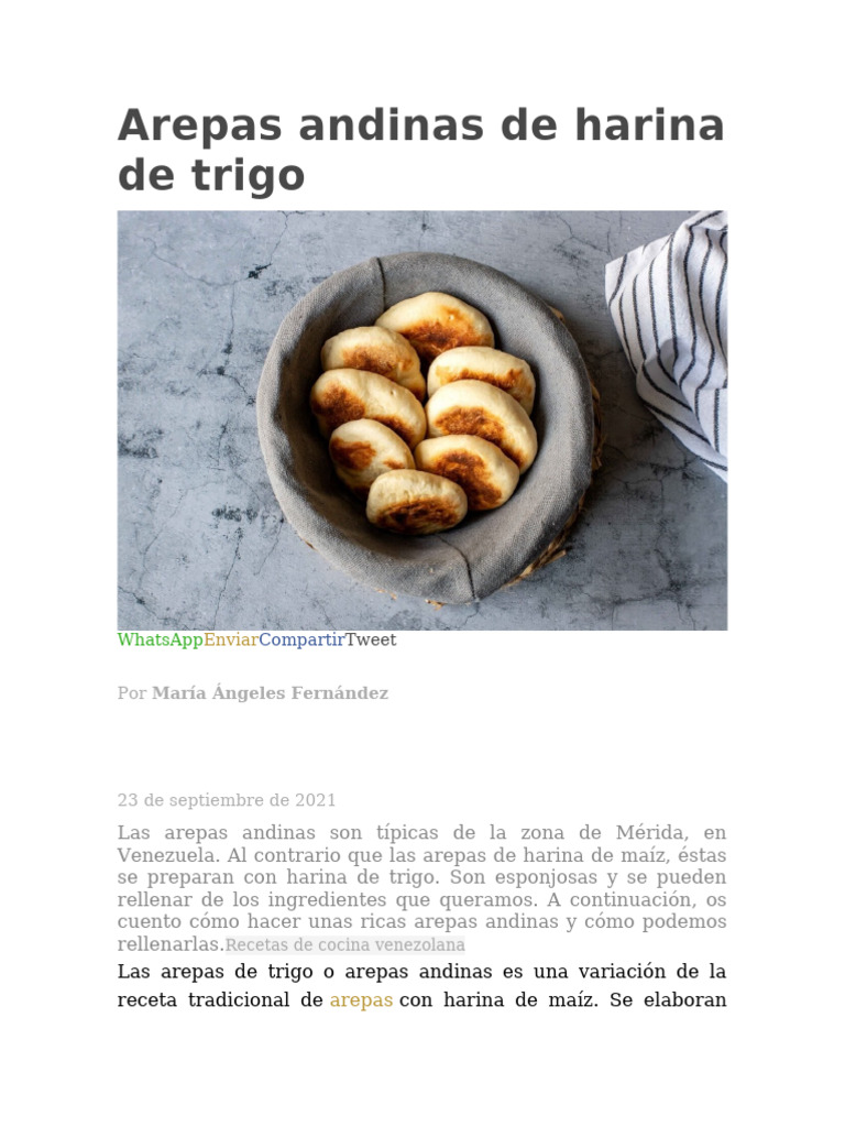 Arepas Andinas de Harina de Trigo | PDF | Trigo | Maíz