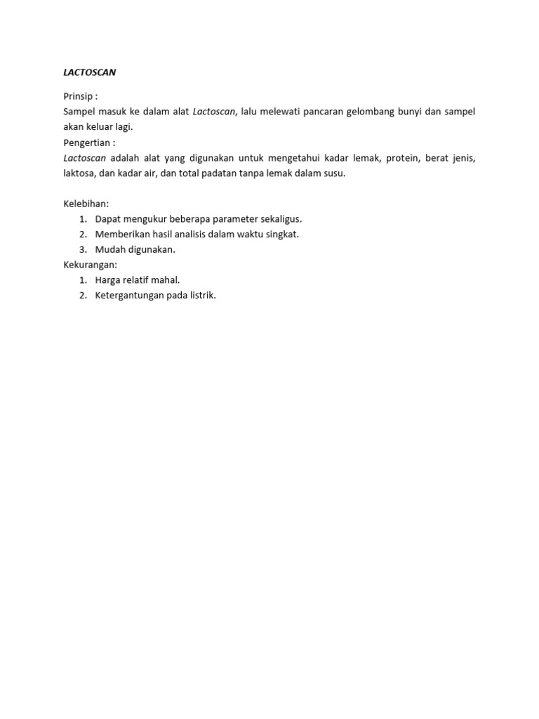 Alat Lactoscan untuk Analisis Susu | PDF