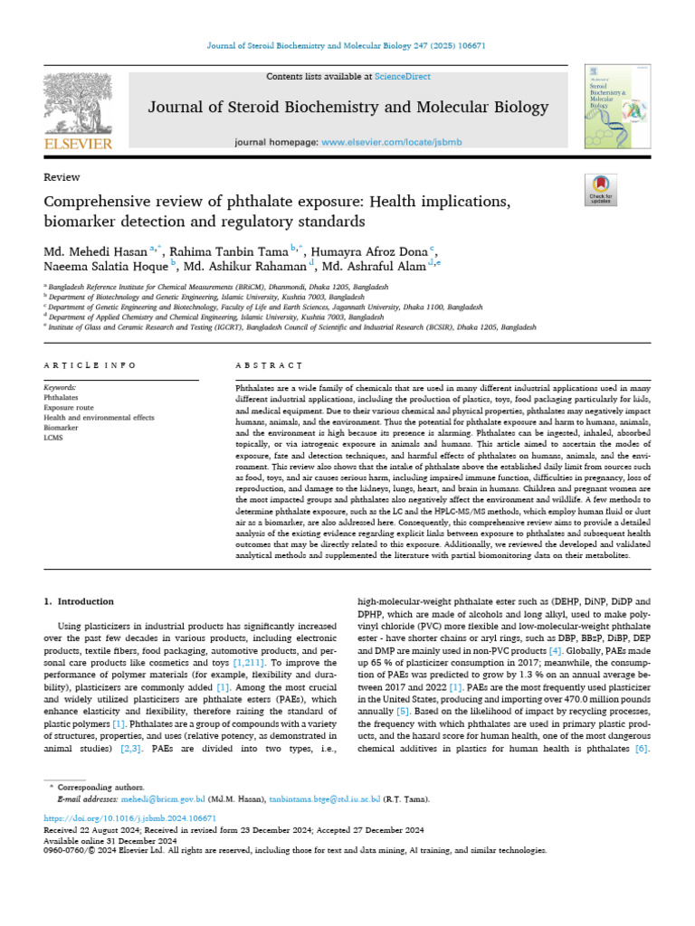 Phthalate Exposure: Health Risks & Detection | PDF | Polyvinyl Chloride