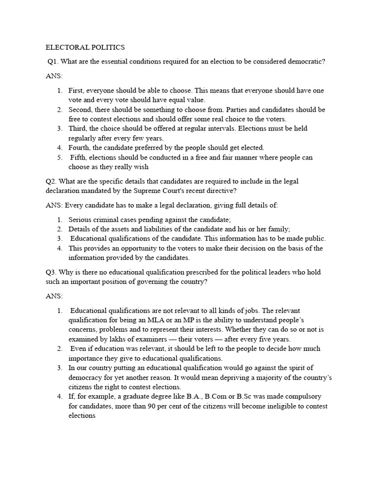 Electoral Politics Notebook | PDF | Democracy | Political Ideologies