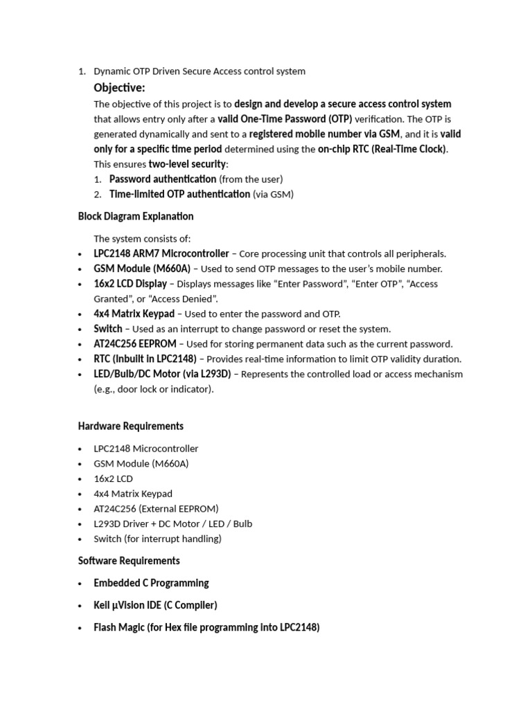 Dynamic OTP Driven Secure Access Control System | PDF | Microcontroller ...
