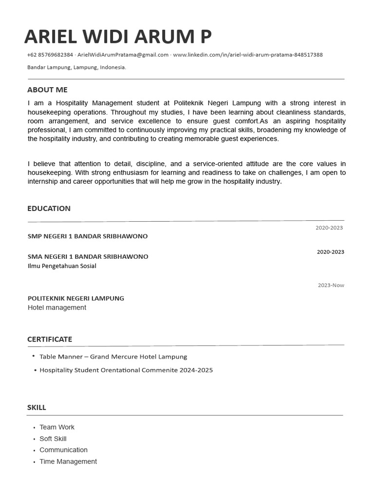 CV - Ariel Widi Arum P | PDF