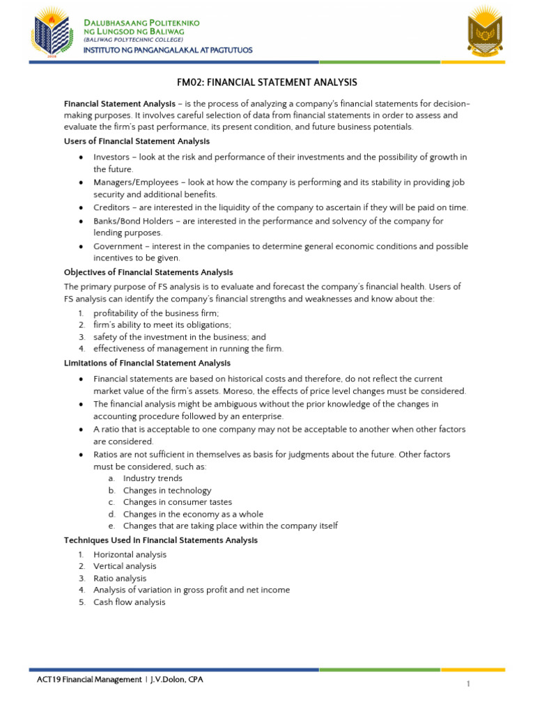 Financial Statement Analysis Guide | PDF | Equity (Finance) | Balance Sheet