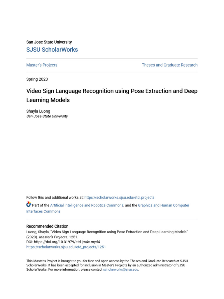 Video Sign Language Recognition Project | PDF | Deep Learning ...