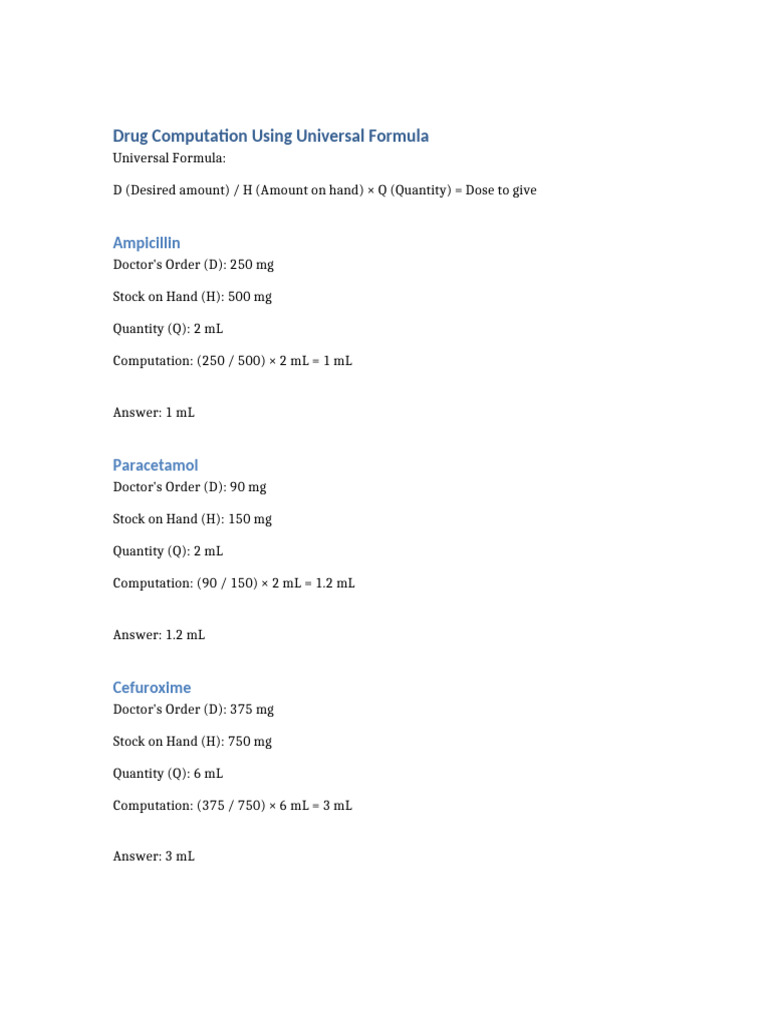 Drug Dosage Calculation Guide | PDF
