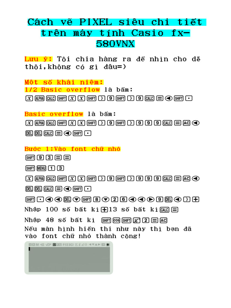 Vẽ Pixel Chi Tiết (Casio Fx-580vn x) | PDF