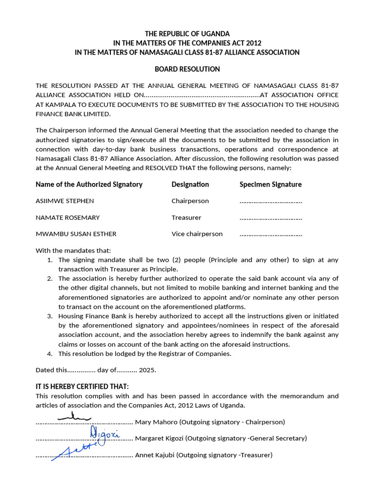 Board Resolution | PDF