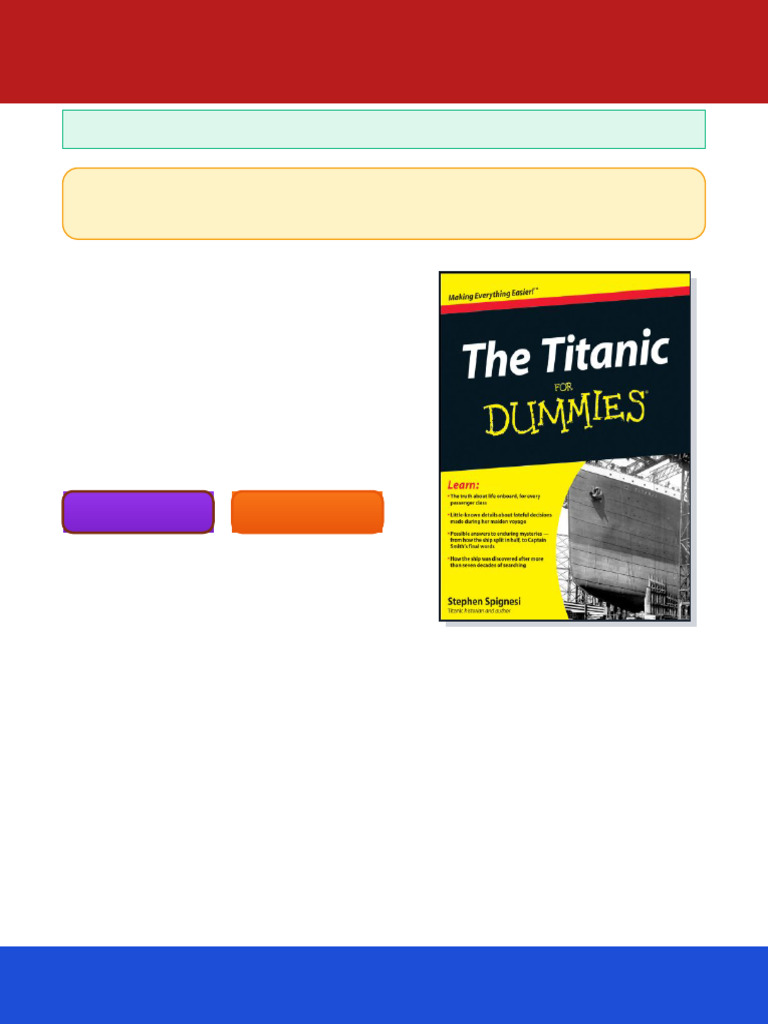 The Titanic For Dummies 1st Edition Spignesi Ebook Chapter Pack Edition ...