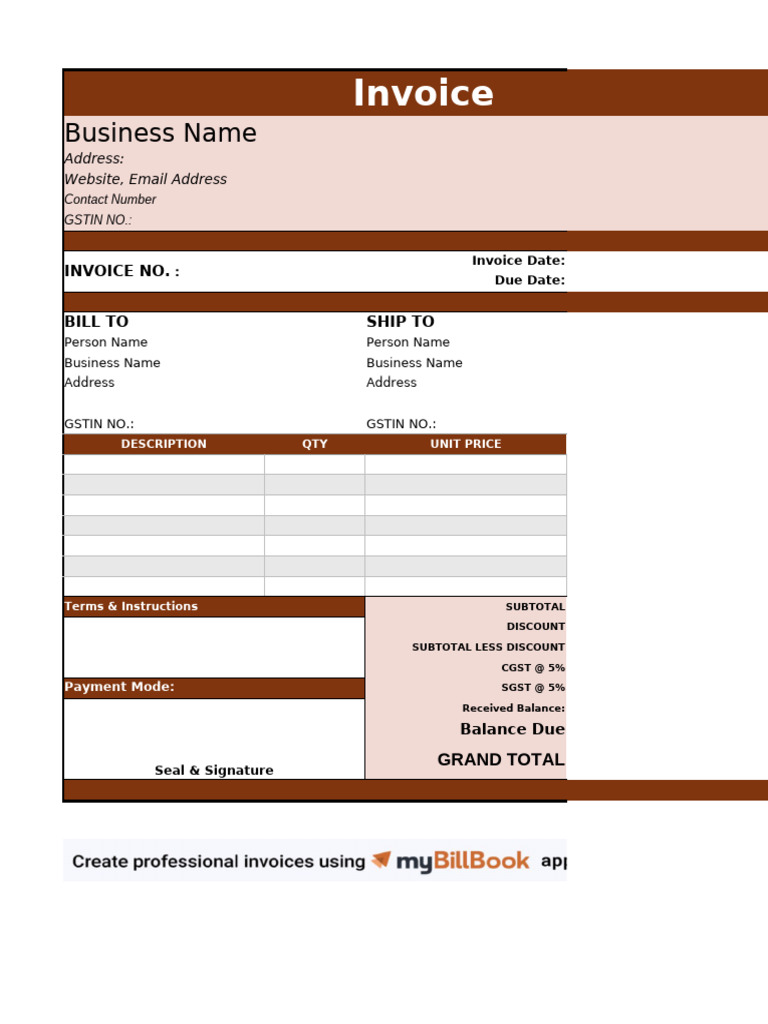 Stylish Invoice Format | PDF
