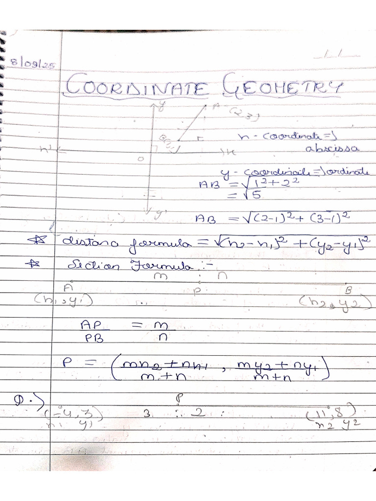 Coordinate Geometry Class 10 Notes | PDF