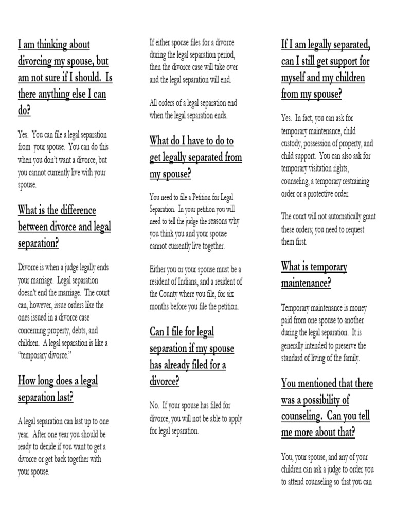Legal Separation - PDF Brochure - 0 | PDF | Divorce | Interpersonal ...