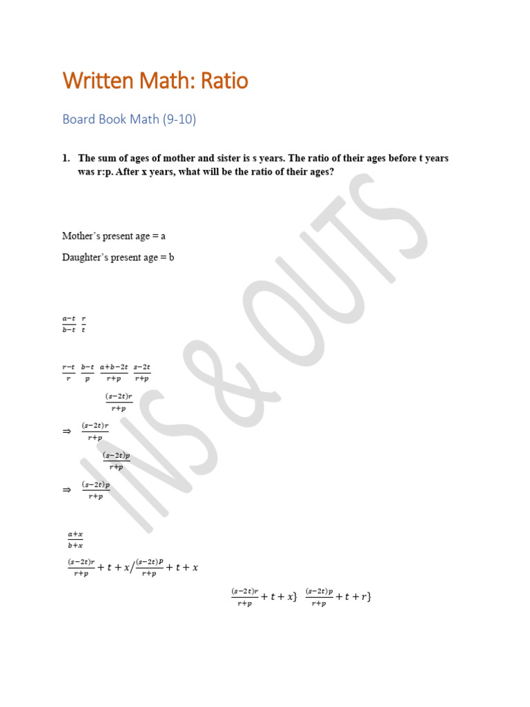Written Math -Ratio | PDF | Length | Area