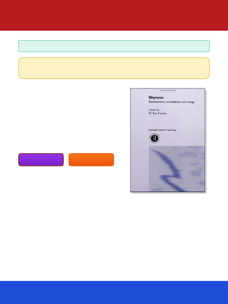 Shyness Development Consolidation and Change Routledge Progress in ...