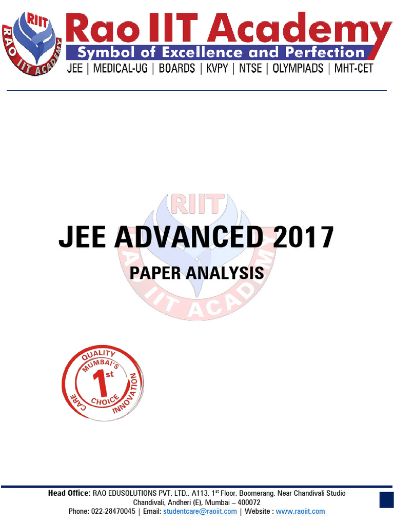 JEE Adv 2017 Analysis | PDF | Integral | Mathematical Analysis