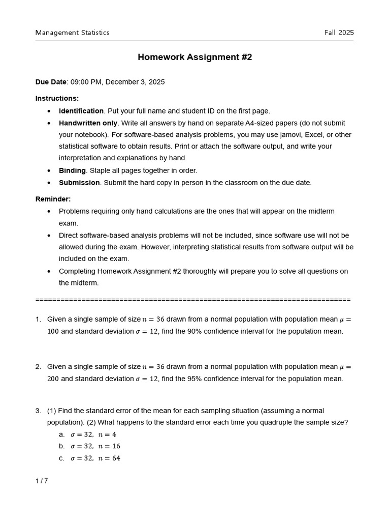 Management Statistics Homework Assignment | PDF | Skewness | Methodology