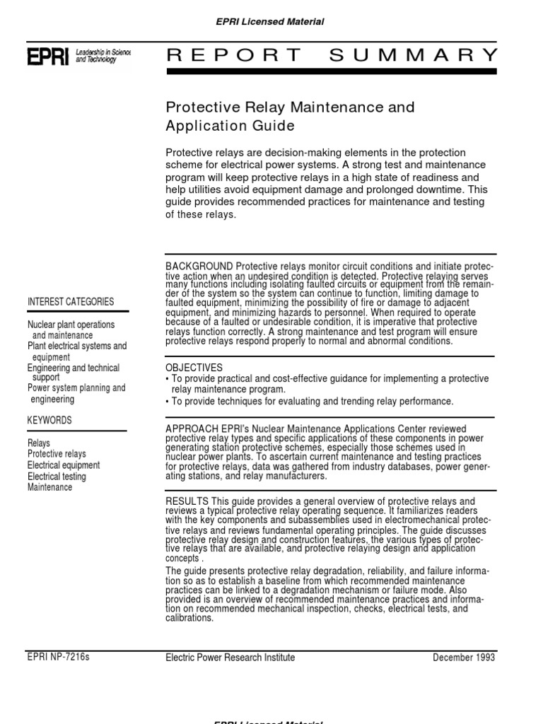 Protective Relay Maintenance and Application Guide: Background | PDF ...