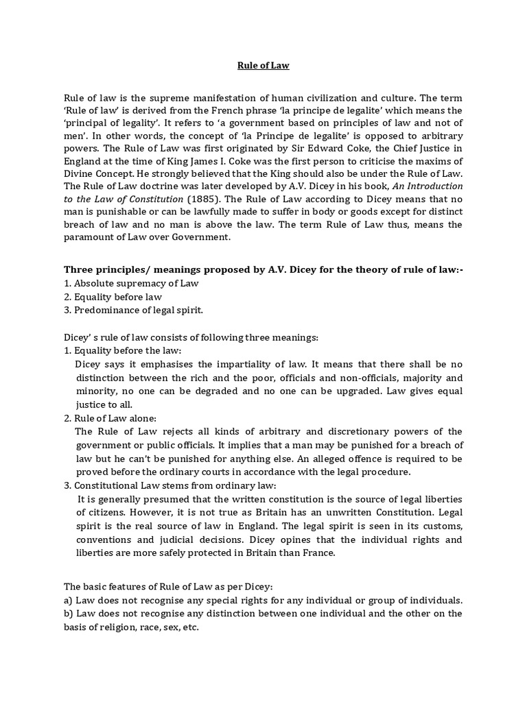 rule of law pdf | PDF | Rule Of Law | Separation Of Powers