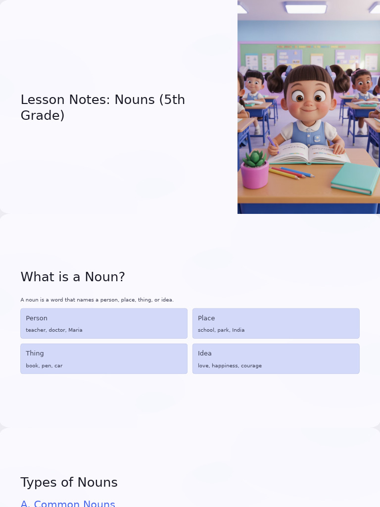 Lesson Notes Nouns 5th Grade (1) | PDF