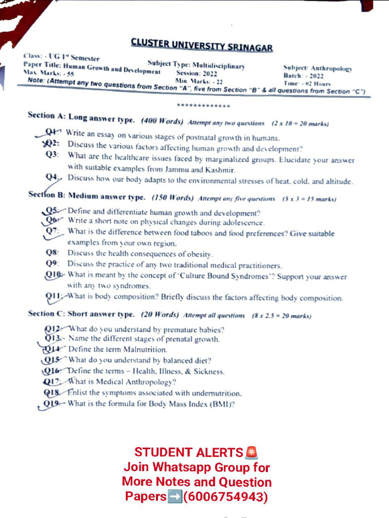 1st Sem Previous Question Papers Cluster University Srinagar | PDF
