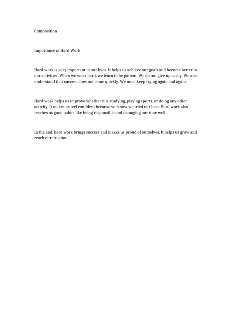 Importance of Hard Work | PDF