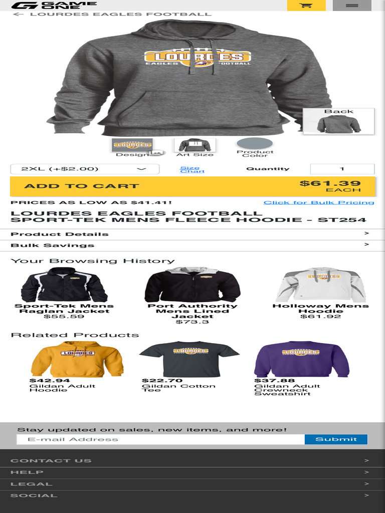 Lourdes Eagles Football Sport-Tek Mens Fleece Hoodie - Game One | PDF