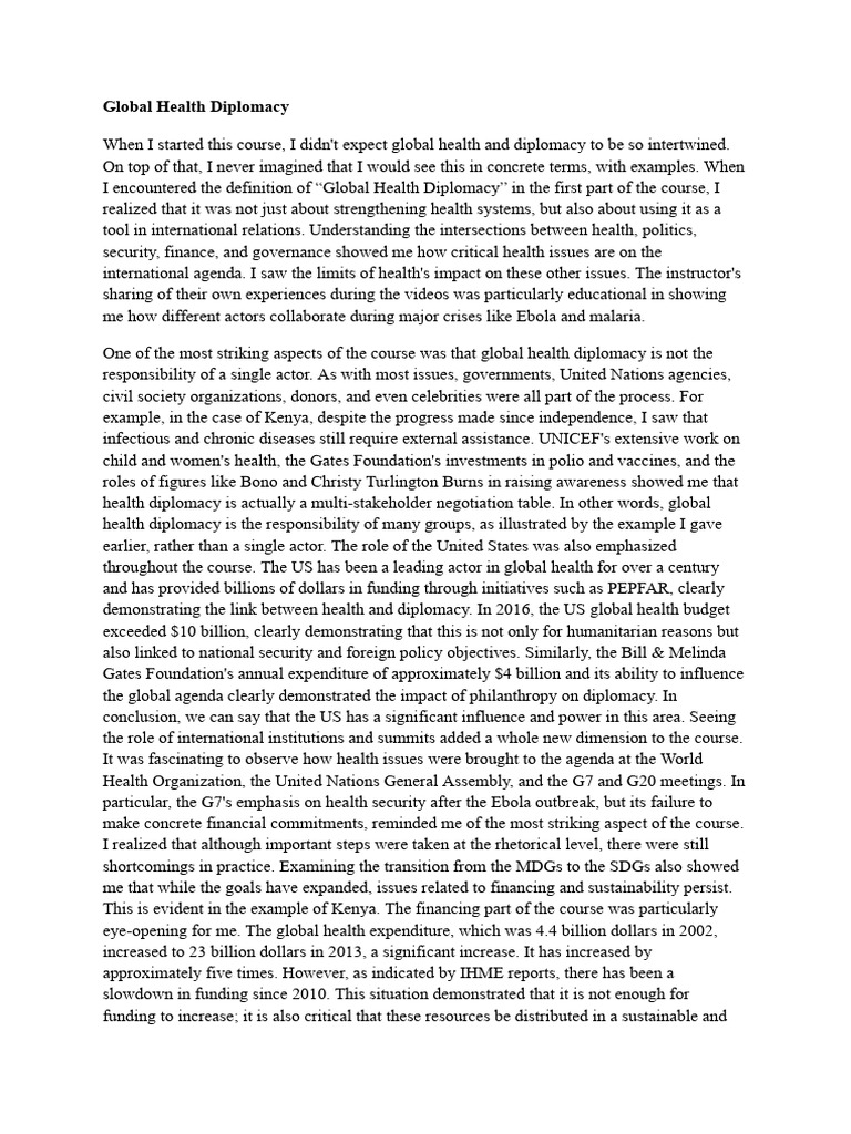 Global Health Diplomacy | PDF | Global Health
