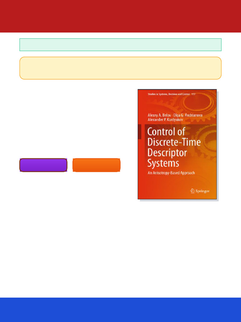 Control of Discrete Time Descriptor Systems Alexey A. Belov All Ebook Chapters Available | PDF ...