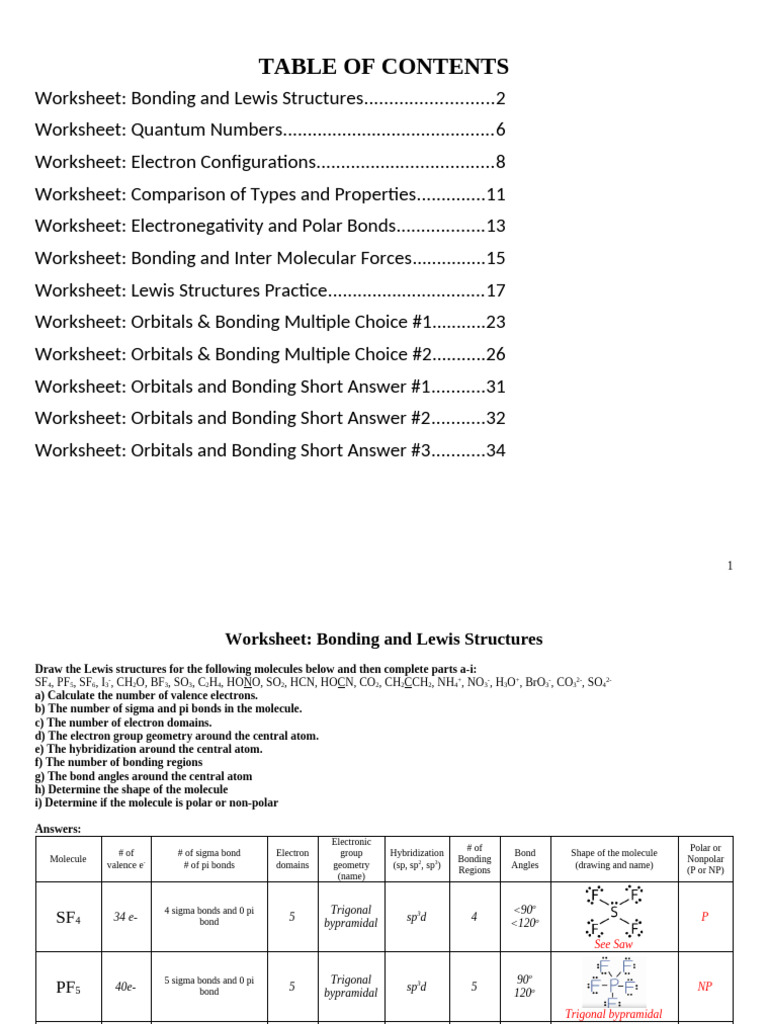 Chemistry Worksheets: Bonding & Structures | PDF | Chemical Bond ...