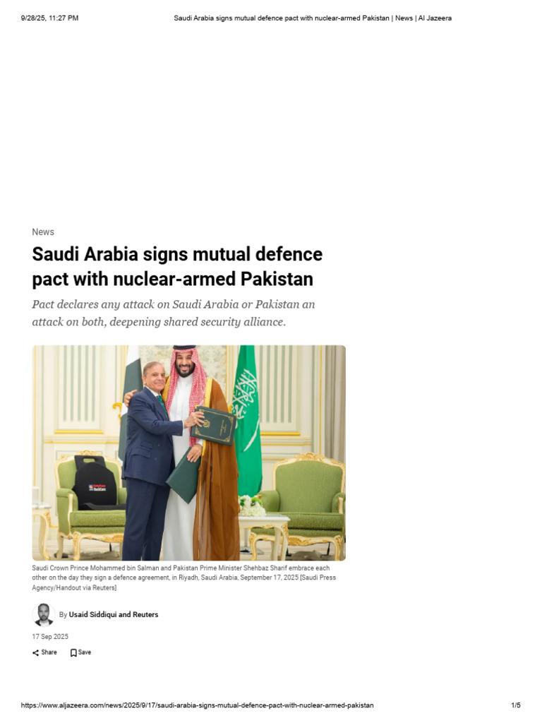 Saudi Arabia Signs Mutual Defence Pact With Nuclear-Armed Pakistan ...