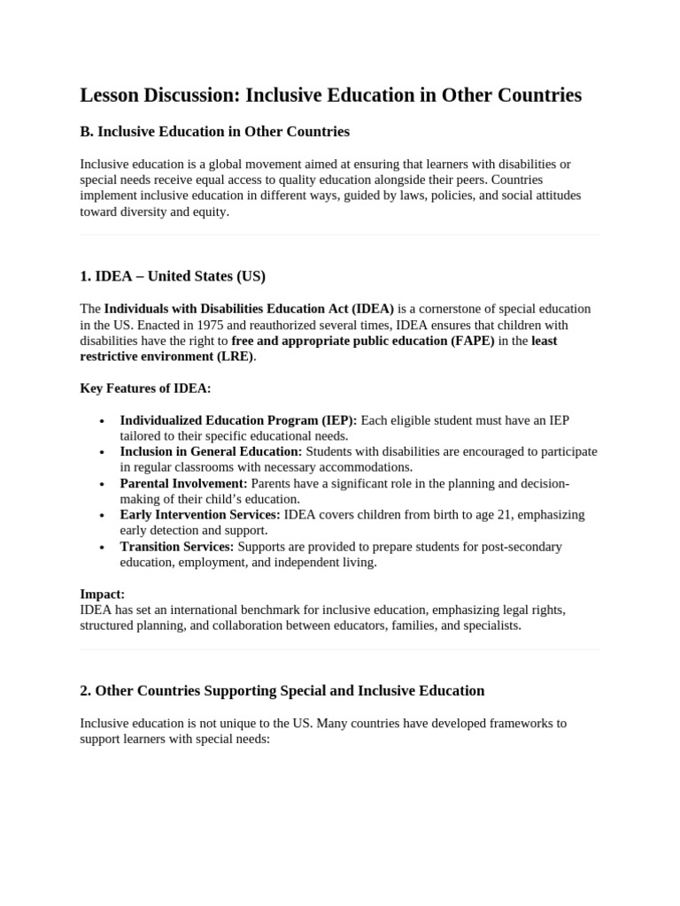 Global Approaches to Inclusive Education | PDF | Inclusion (Education ...