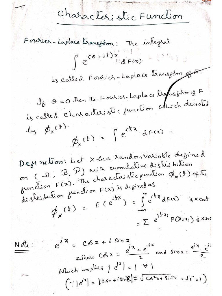 Unit-2 Characteristic Function of Distribution Function | PDF