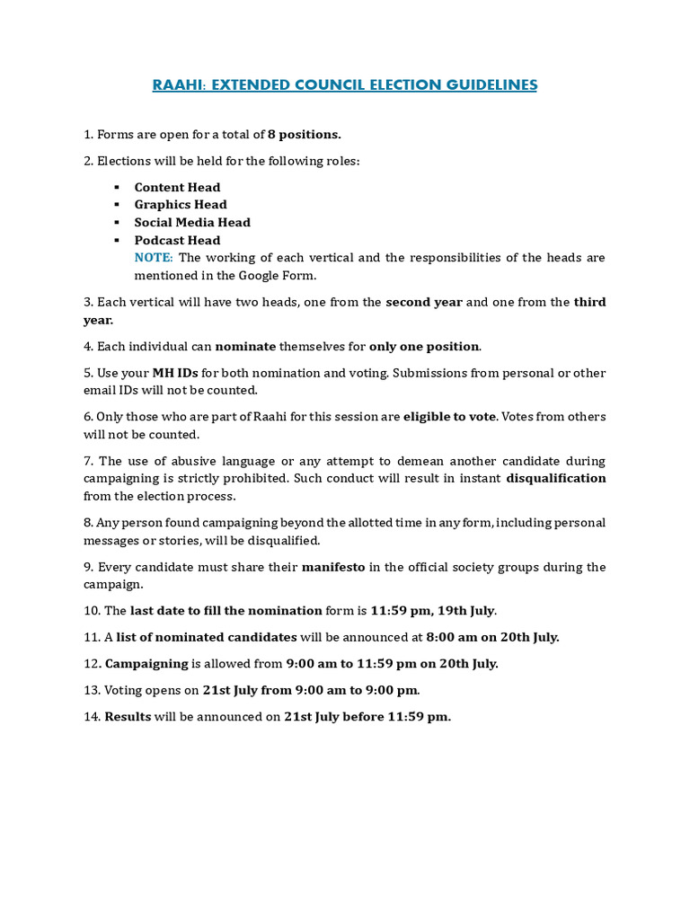 Raahi Election Guidelines 2 | PDF