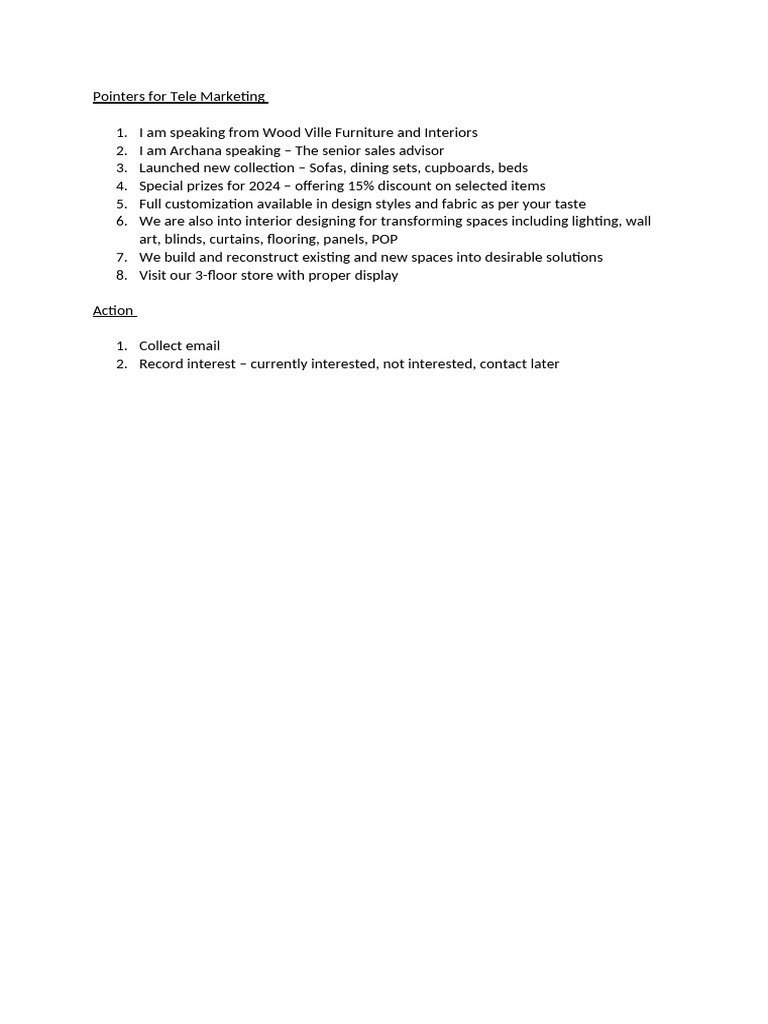Pointers for Tele Marketing | PDF