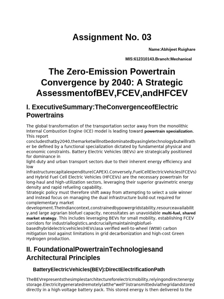 Powertrain Convergence by 2040: BEV vs FCEV | PDF | Electric Vehicle ...