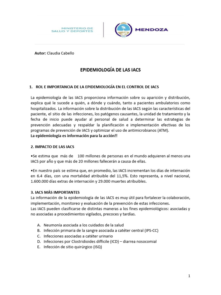 Epidemiología de Las Iacs, PDF | PDF | Enfermedades y trastornos humanos | Microbiología