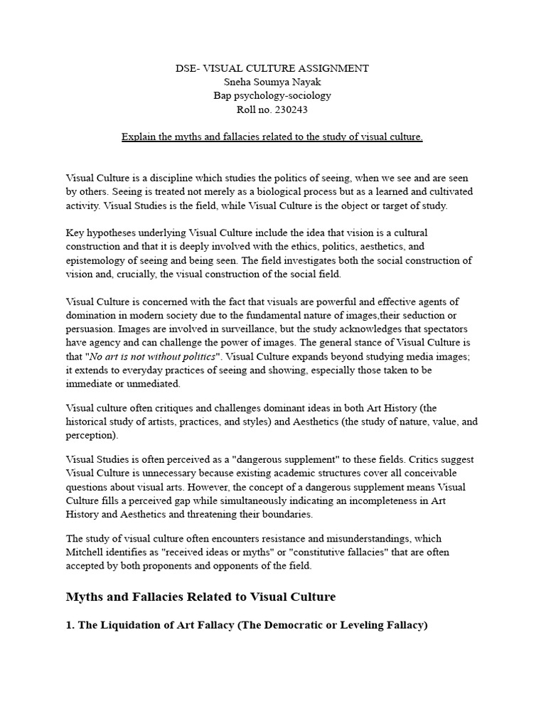 Myths and Fallacies in Visual Culture | PDF | Image | Visual Perception