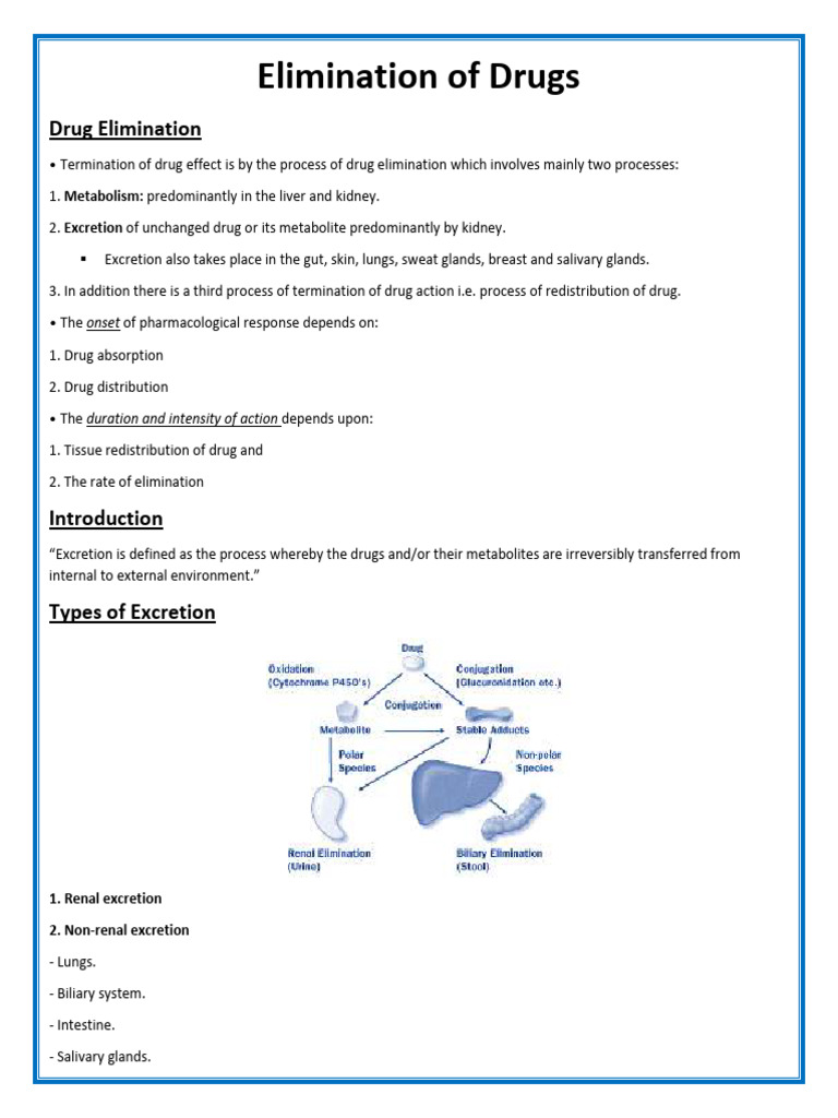Drug Elimination Processes Explained | PDF | Medicinal Chemistry ...