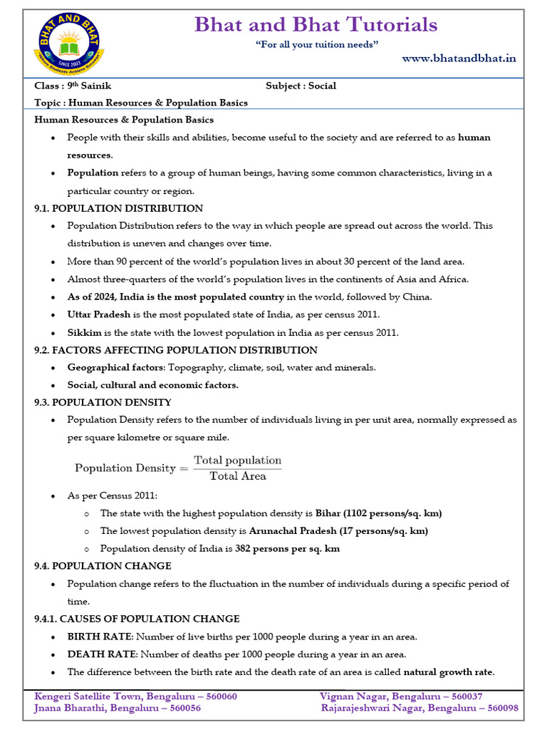 Human Resources & Population Basics | PDF